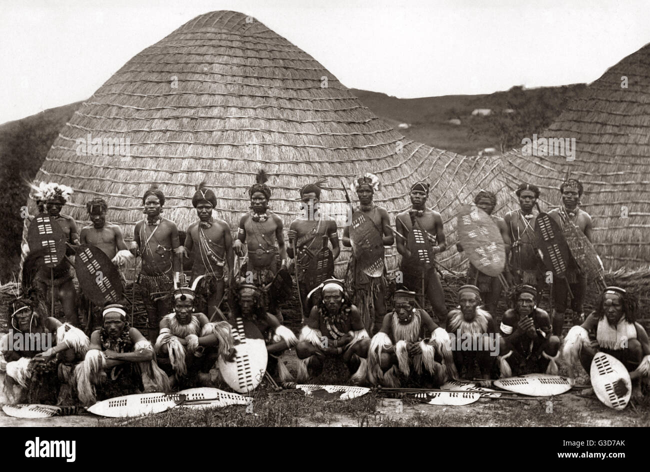 Zulu tribesmen, South Africa, circa 1888 (Robert Harris studio). Date ...