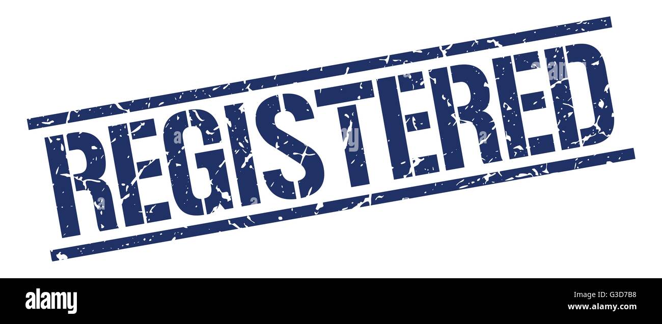 registered blue grunge square vintage rubber stamp Stock Vector Image & Art - Alamy