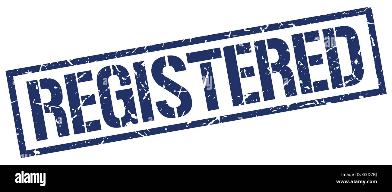 registered blue grunge square vintage rubber stamp Stock Vector Image ...