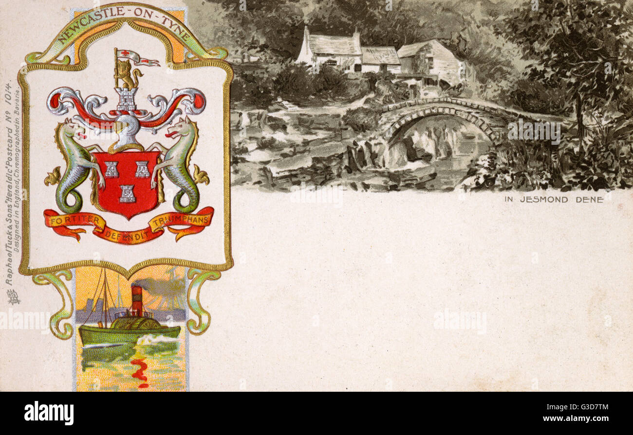 The Coat of Arms of Newcastle-upon-Tyne and Jesmond Dene Stock Photo ...