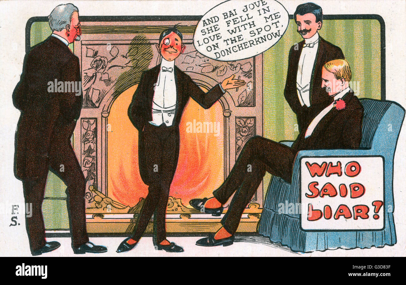 Who said Liar? Confident young chap tells a likely fib Stock Photo - Alamy