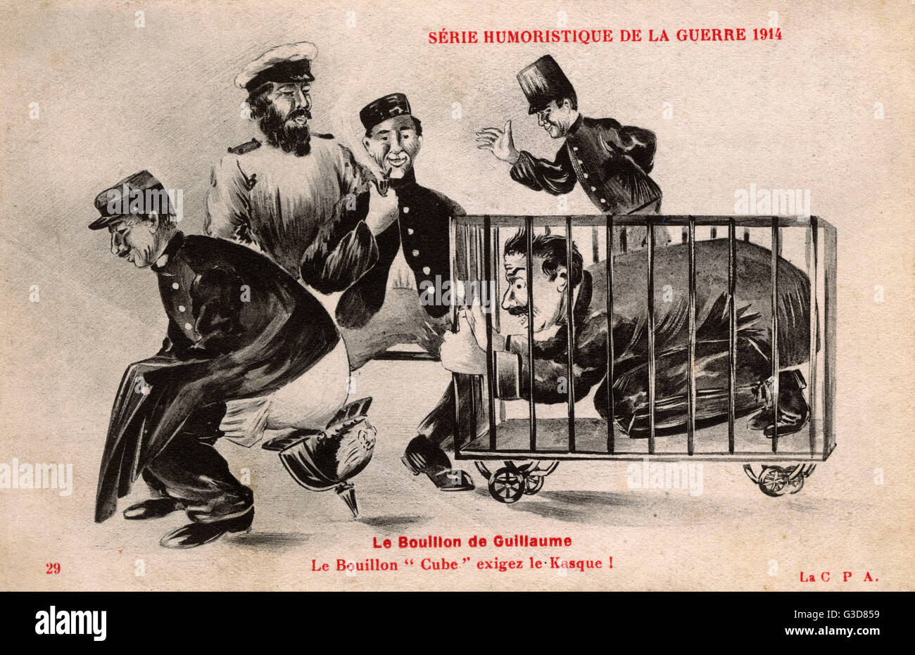 WW1 - Making Wilhelm Broth, defacating in Kaiser's Helmet Stock Photo ...