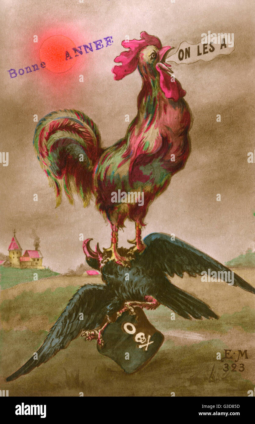 French Cockerel proudly defeating the German Black Eagle Stock Photo ...