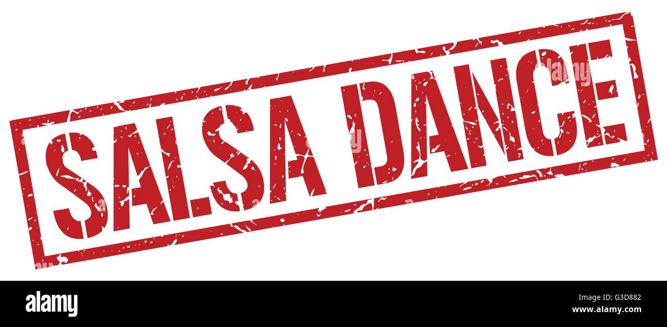 salsa dance red grunge square vintage rubber stamp Stock Vector Image ...