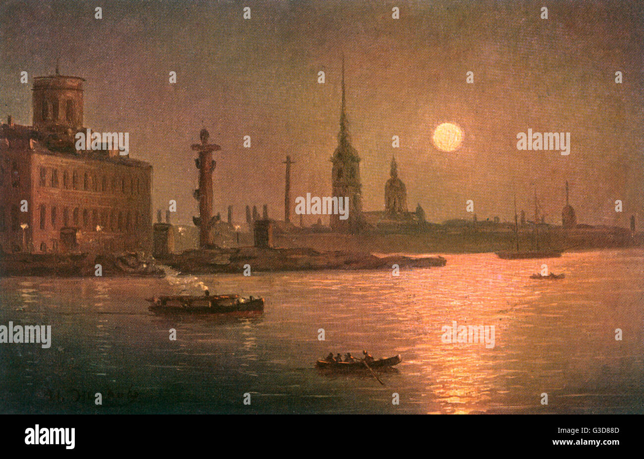 Moonlight on the river neva hi-res stock photography and images - Alamy