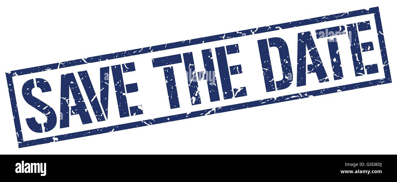 save the date blue grunge square vintage rubber stamp Stock Vector Image & Art - Alamy