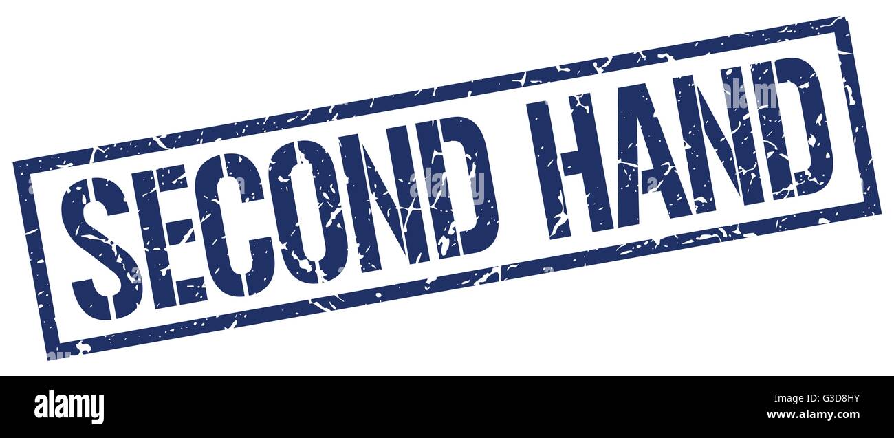 second hand blue grunge square vintage rubber stamp Stock Vector Image & Art - Alamy