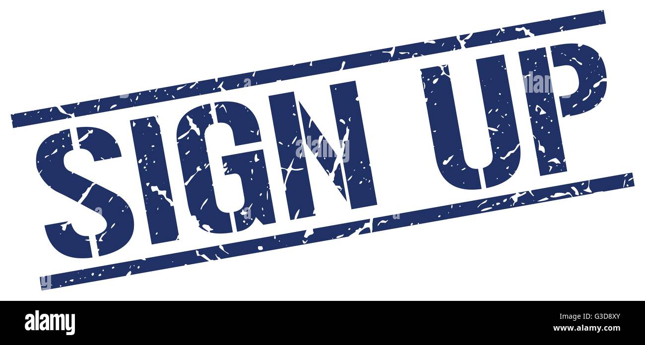 sign up blue grunge square vintage rubber stamp Stock Vector Image ...