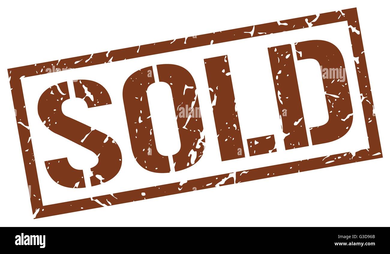 sold brown grunge square vintage rubber stamp Stock Vector Image & Art ...