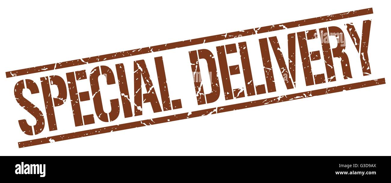 special delivery brown grunge square vintage rubber stamp Stock Vector ...