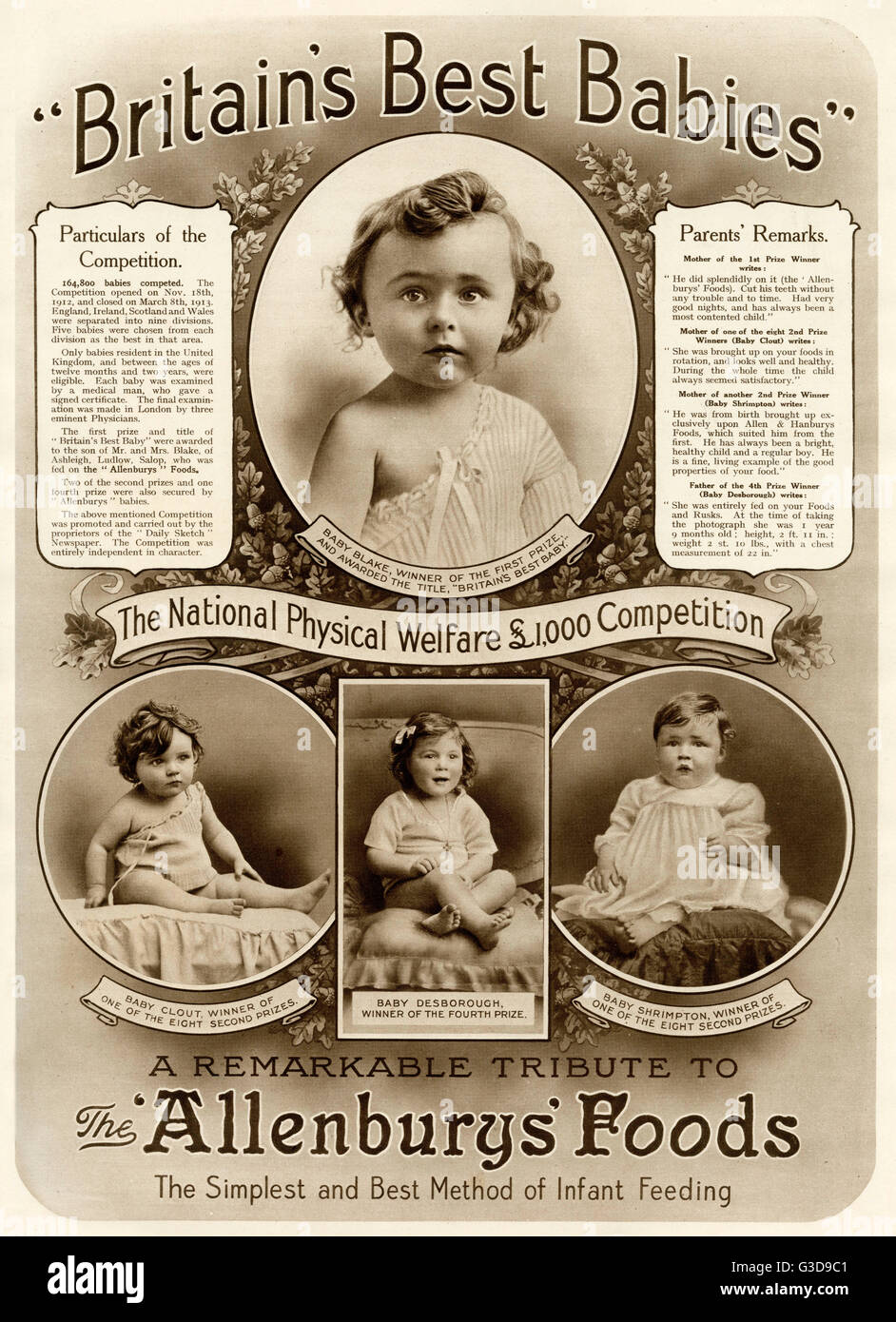 Britain's Best Babies competition 1914 Stock Photo - Alamy