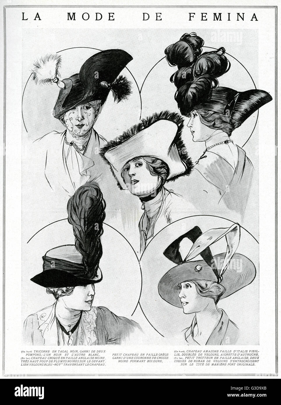 Edwardian women in 'tricorne' and 'bicorne' hats 1912 Stock Photo - Alamy