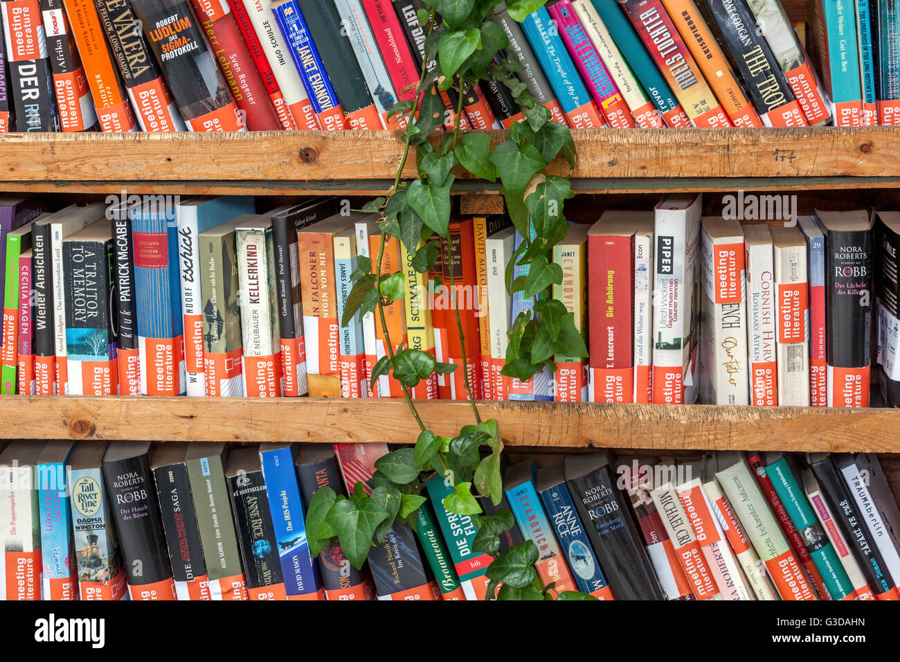 Stacked books on the shelves, Library books Stock Photo - Alamy