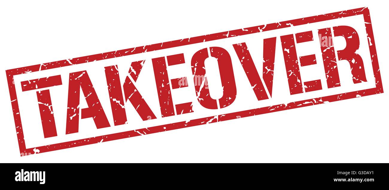 takeover red grunge square vintage rubber stamp Stock Vector Image ...