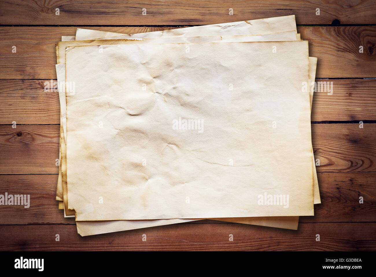 old paper on wood background and texture Stock Photo - Alamy