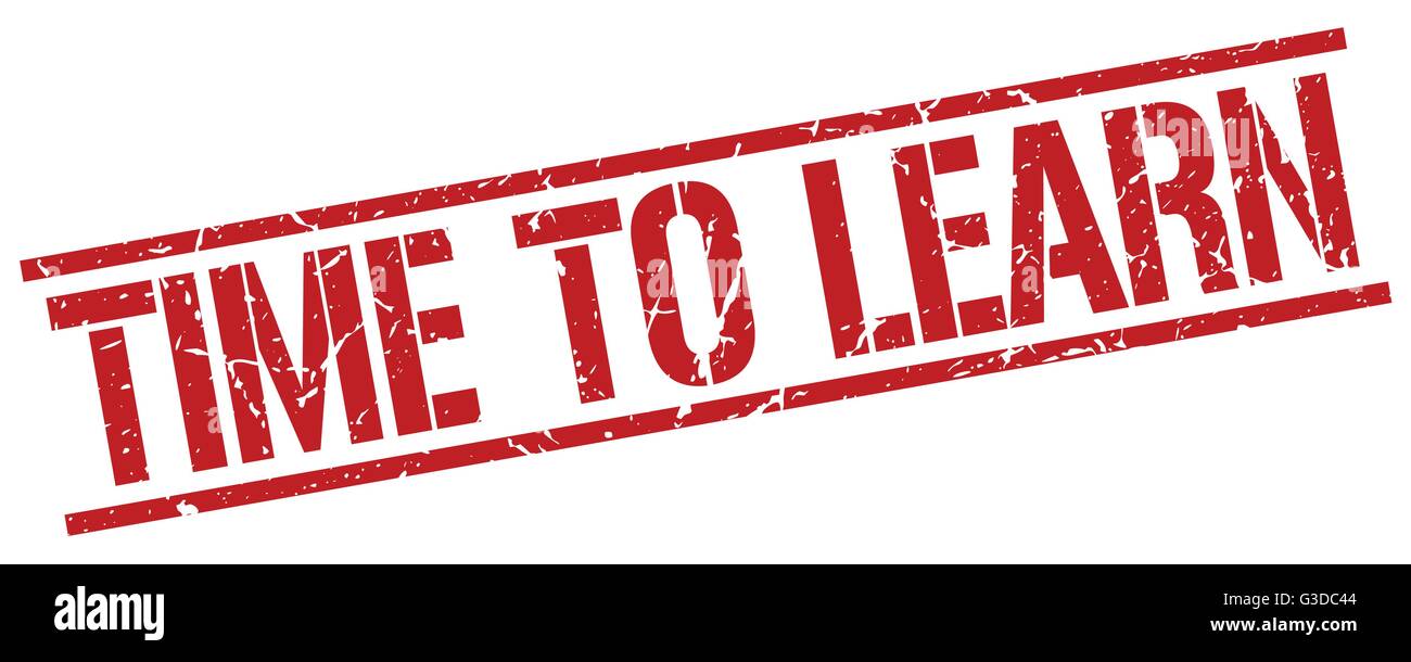 time to learn red grunge square vintage rubber stamp Stock Vector Image ...