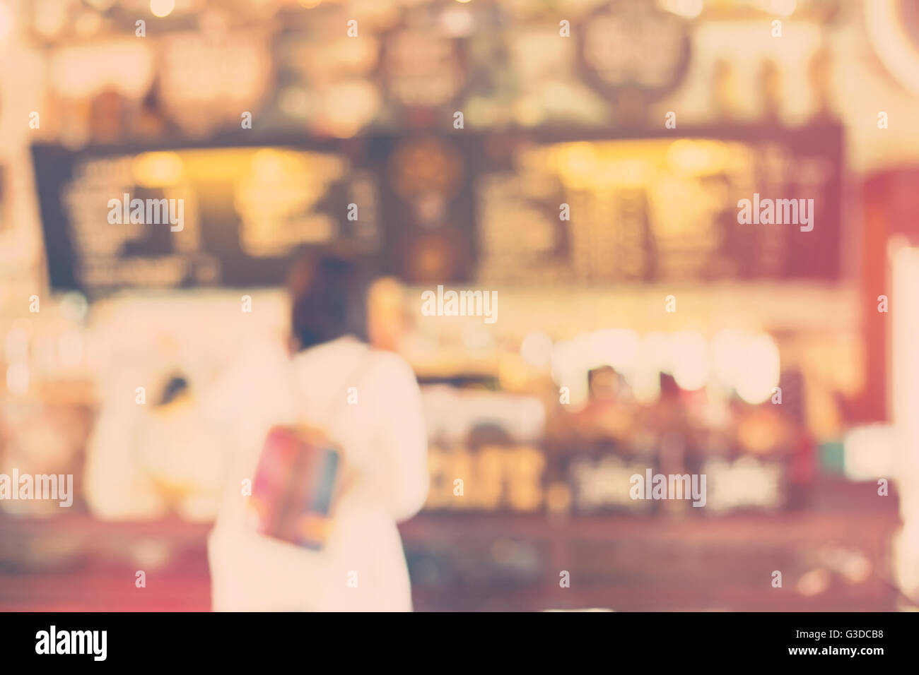 Blurred background : Customer at coffee shop blur background with ...