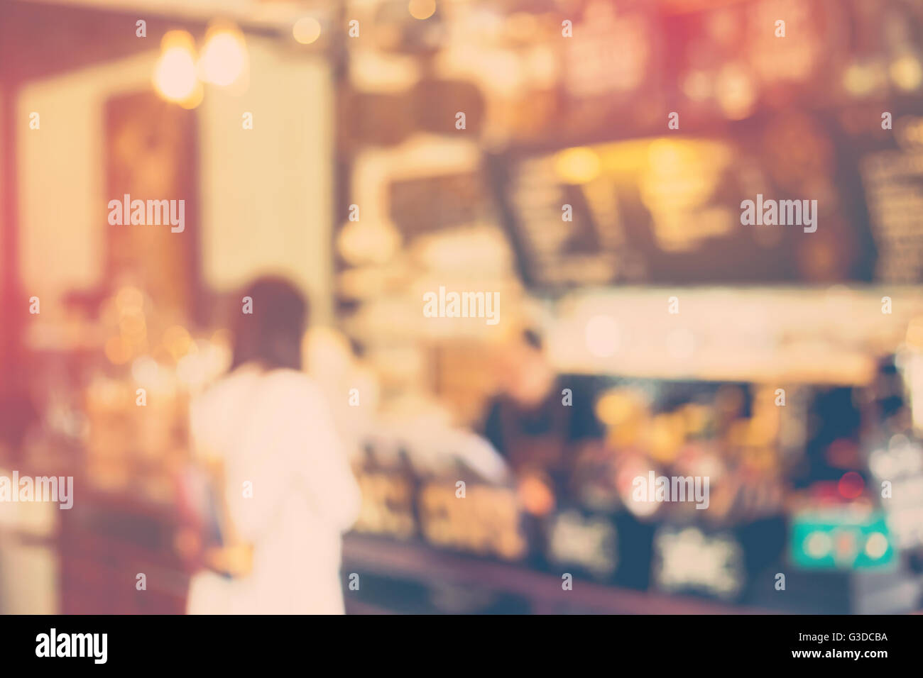 Blurred background : Customer at coffee shop blur background with ...