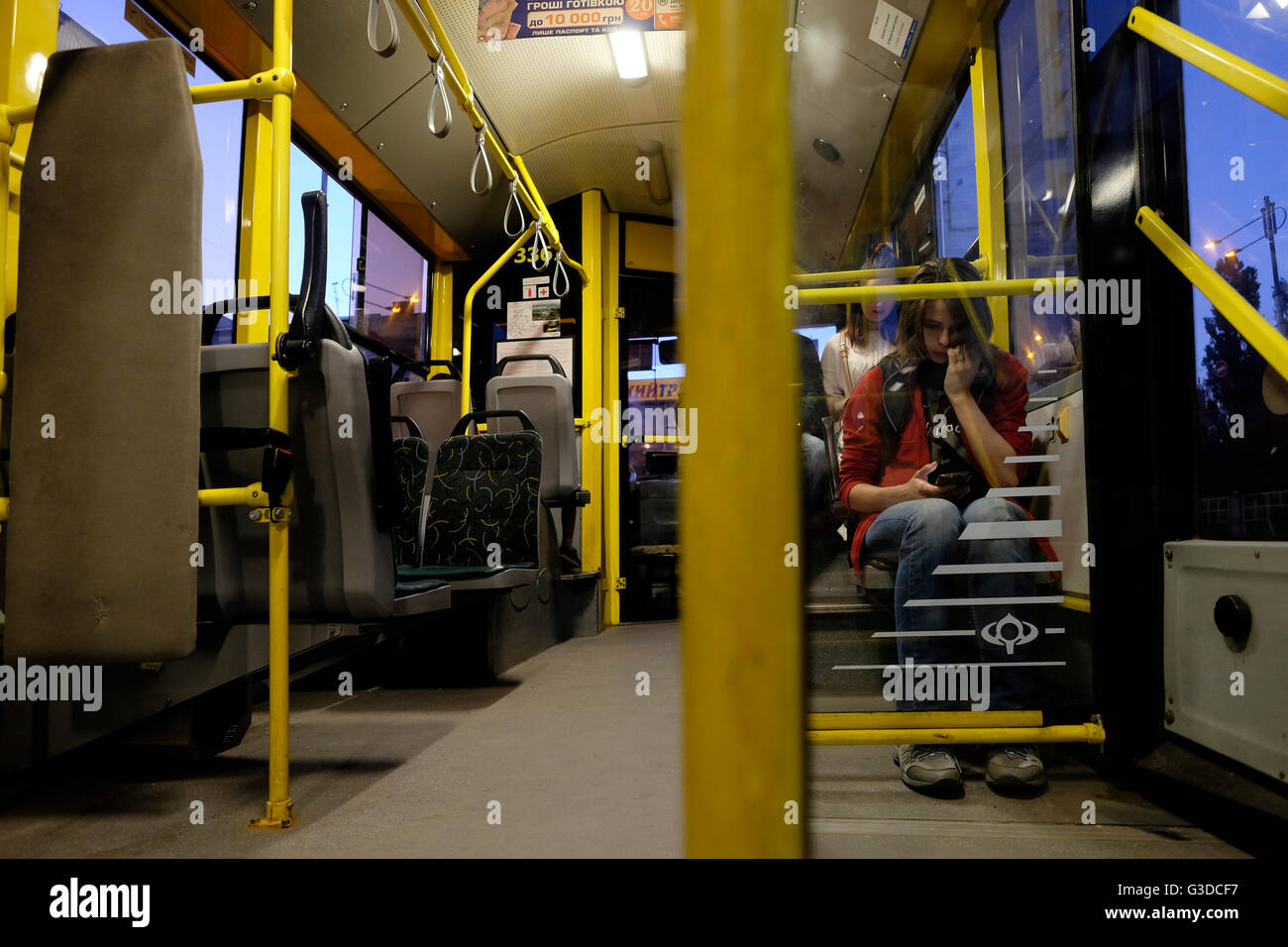 passengers in a bus in Kiev, Ukraine Stock Photo - Alamy