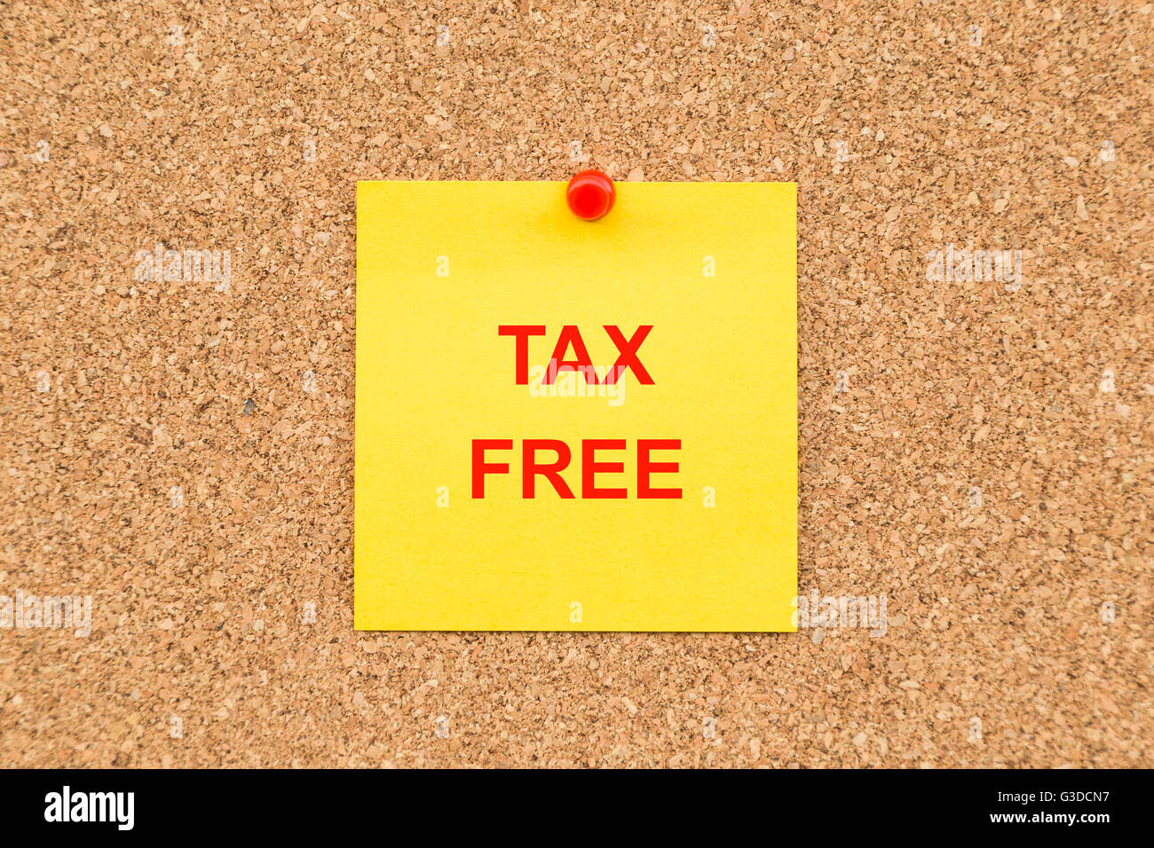 Yellow blank note and written TAX FREE for reminder Stock Photo - Alamy