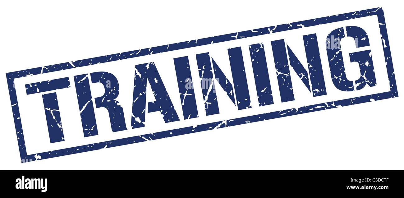 training blue grunge square vintage rubber stamp Stock Vector Image ...