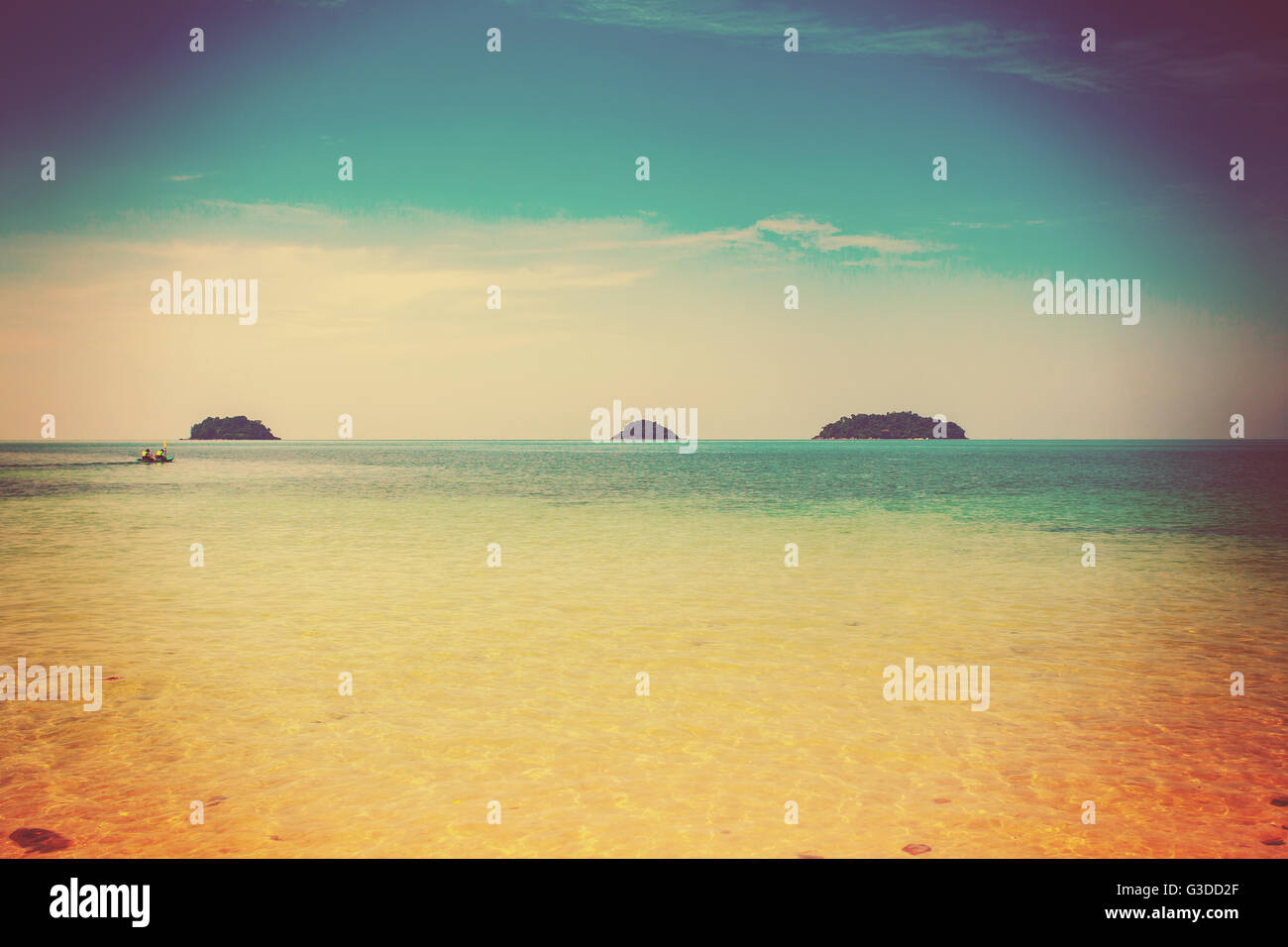 Blue sea and summer beach for background with vintage tone Stock Photo ...