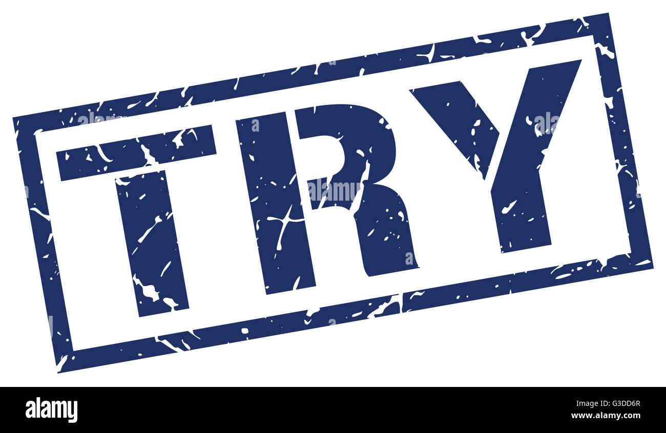 try blue grunge square vintage rubber stamp Stock Vector Image & Art ...