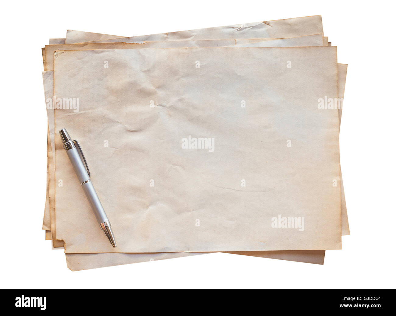 old paper and pen on isolated with clipping path Stock Photo - Alamy