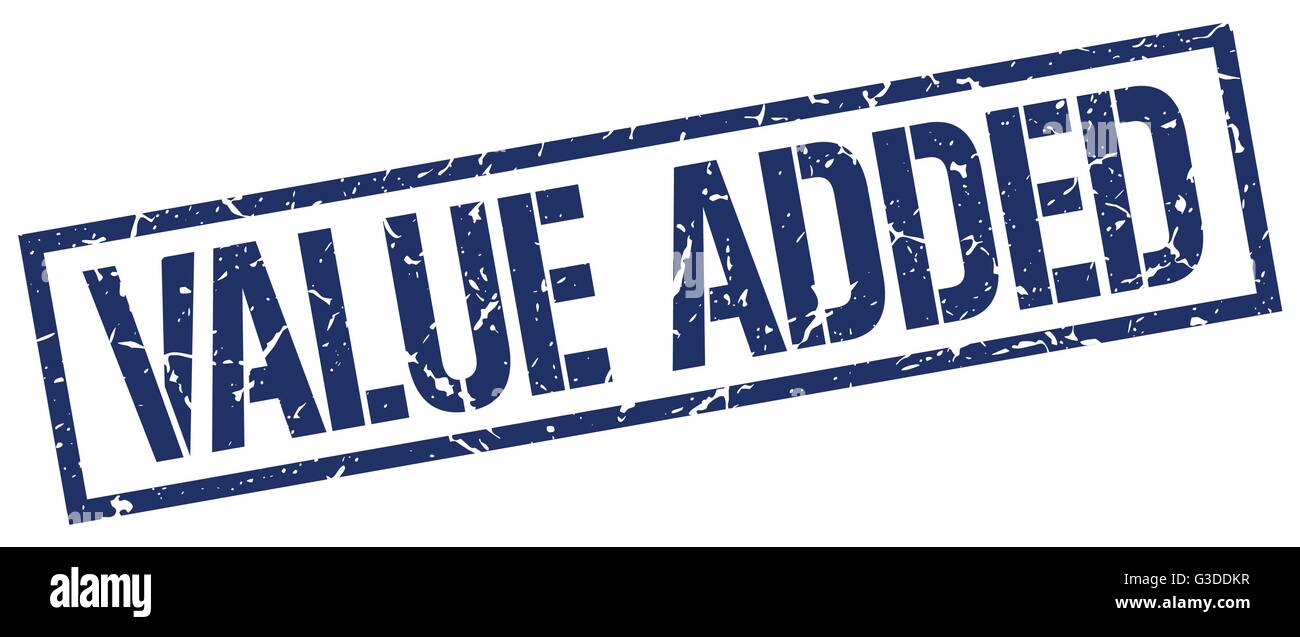 value added blue grunge square vintage rubber stamp Stock Vector Image ...