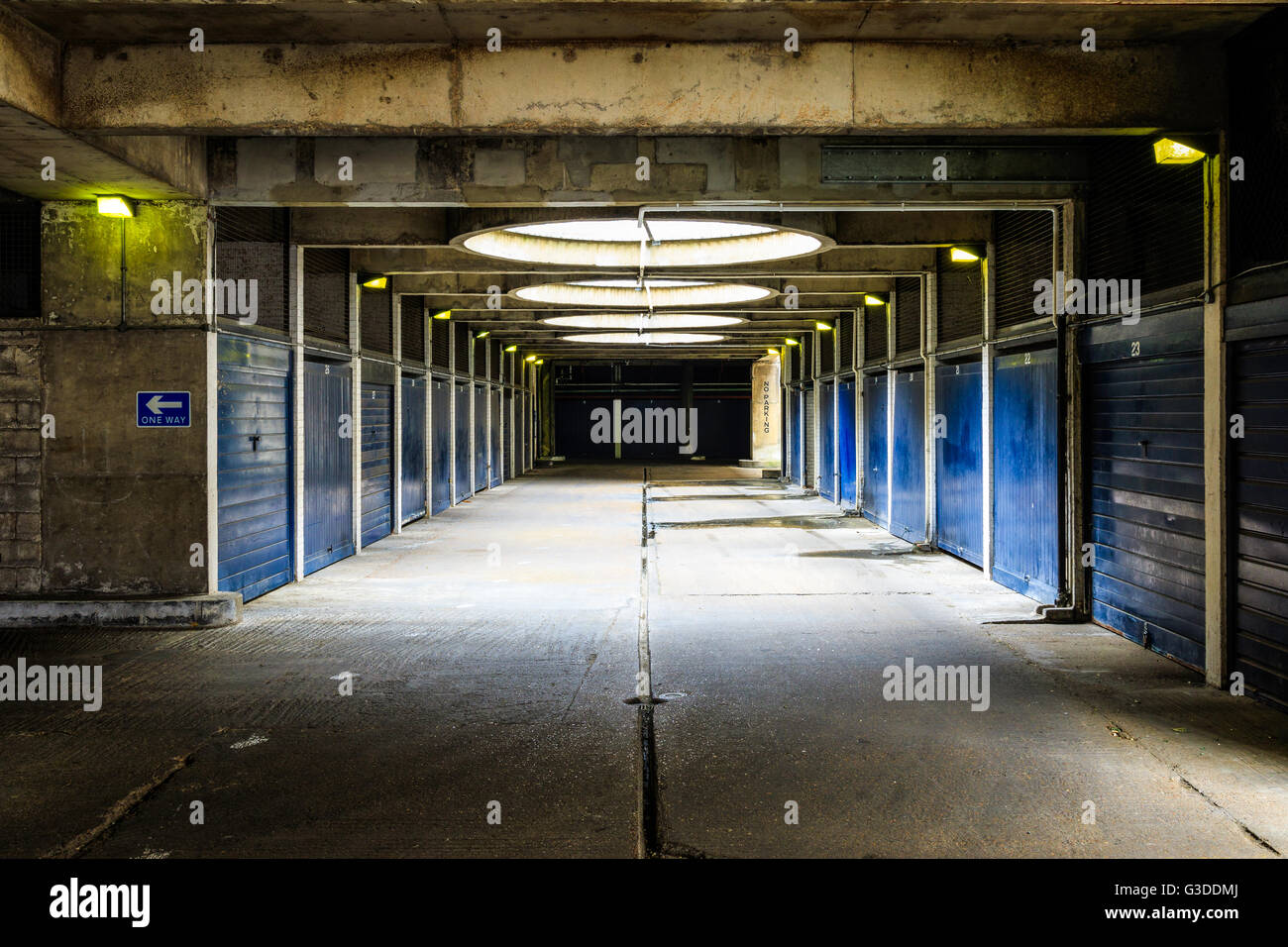 Industrial look pedestrian underpass in Golden Lane Estate, a 1950s ...