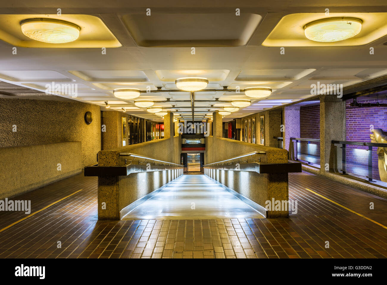 Pedestrian Passage to Barbican Centre on Gilbert Bridge in London Stock ...
