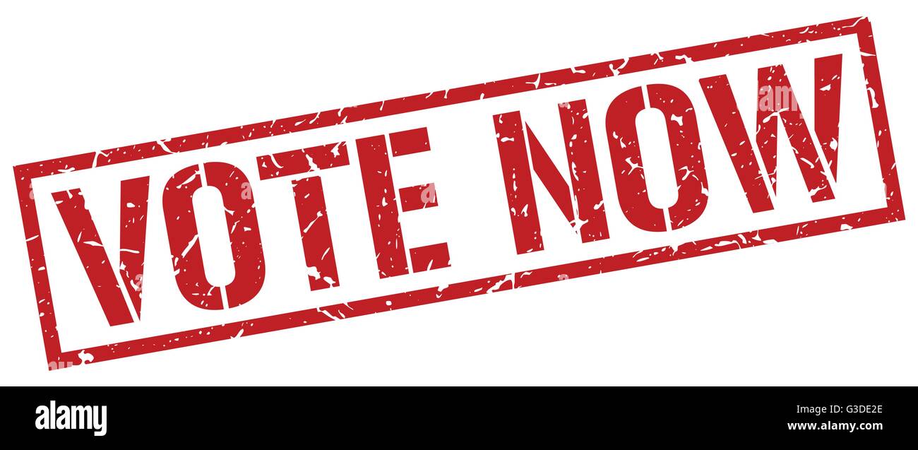 vote now red grunge square vintage rubber stamp Stock Vector Image ...