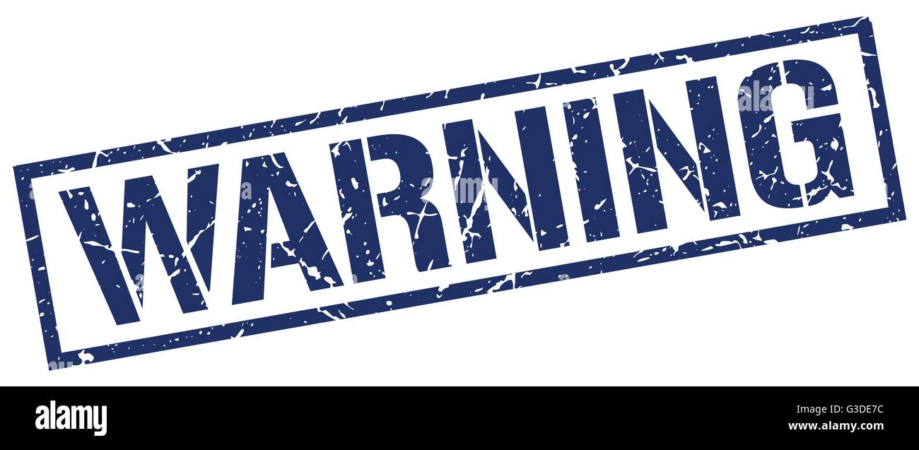 warning blue grunge square vintage rubber stamp Stock Vector Image ...