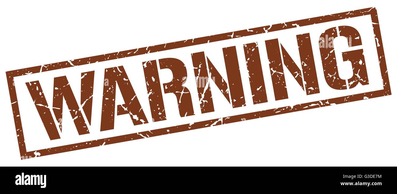 warning brown grunge square vintage rubber stamp Stock Vector Image ...