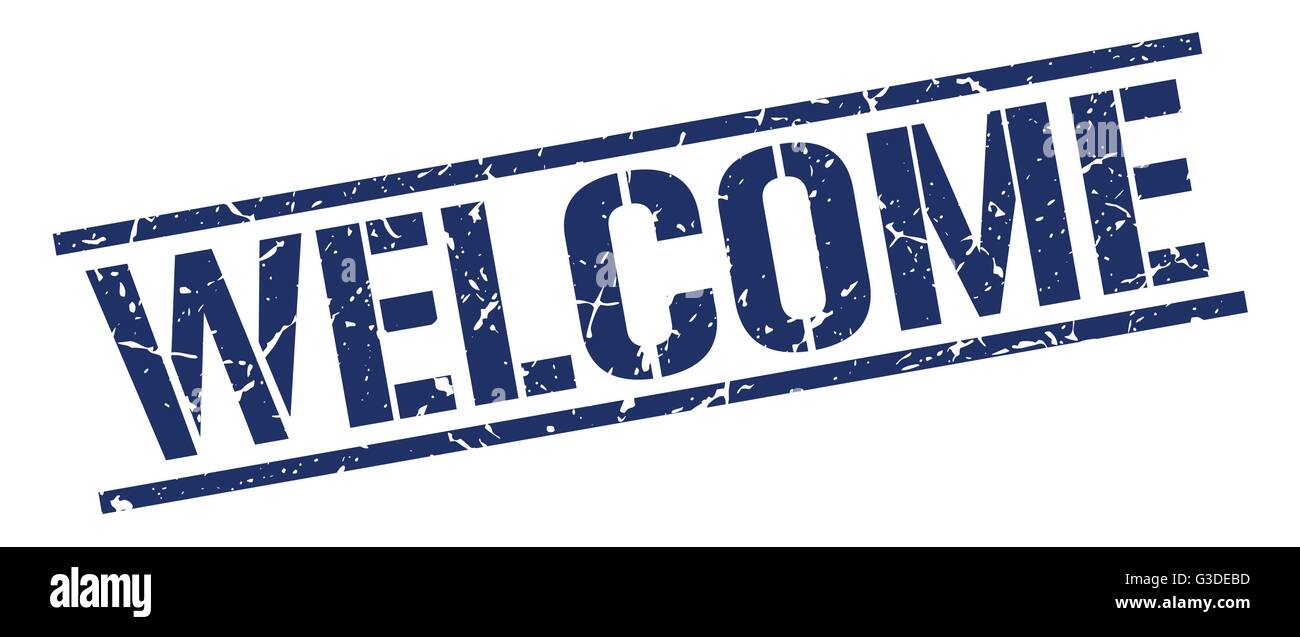 welcome blue grunge square vintage rubber stamp Stock Vector Image & Art - Alamy