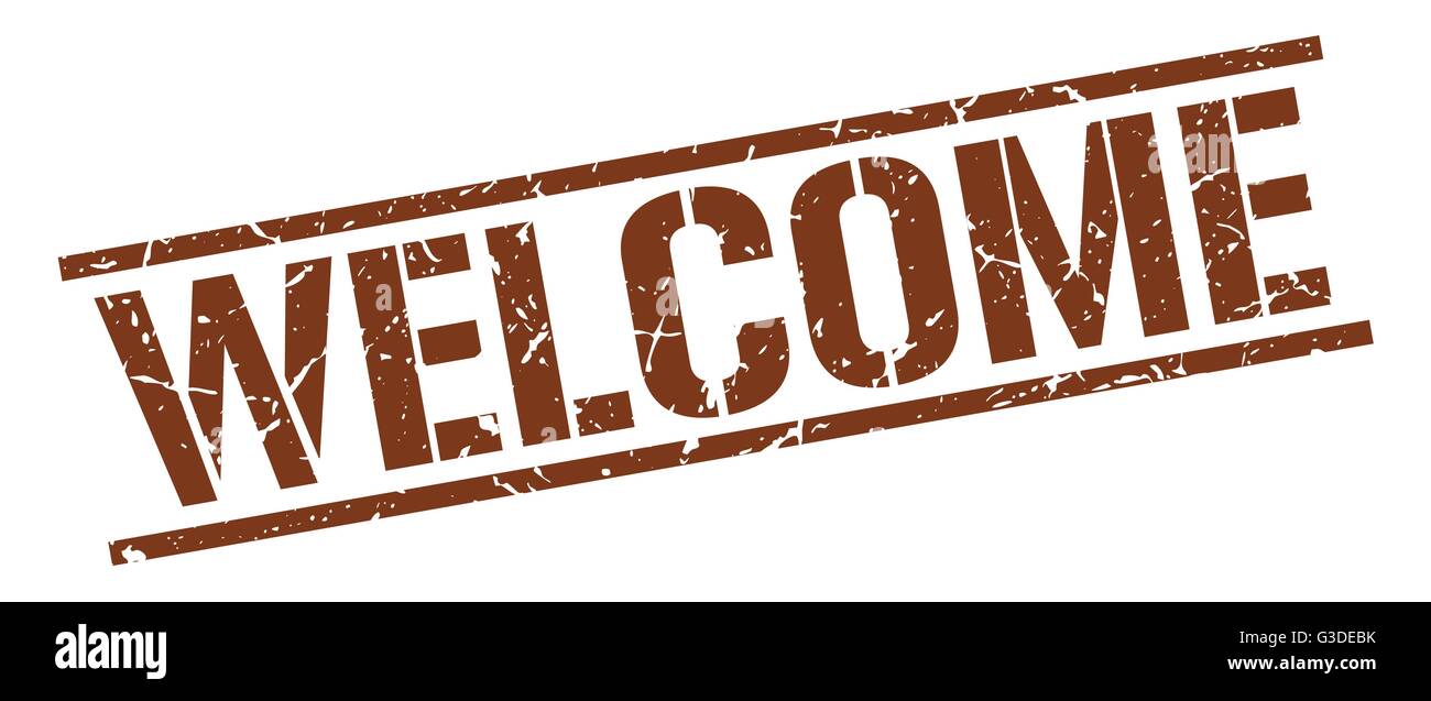welcome brown grunge square vintage rubber stamp Stock Vector Image ...