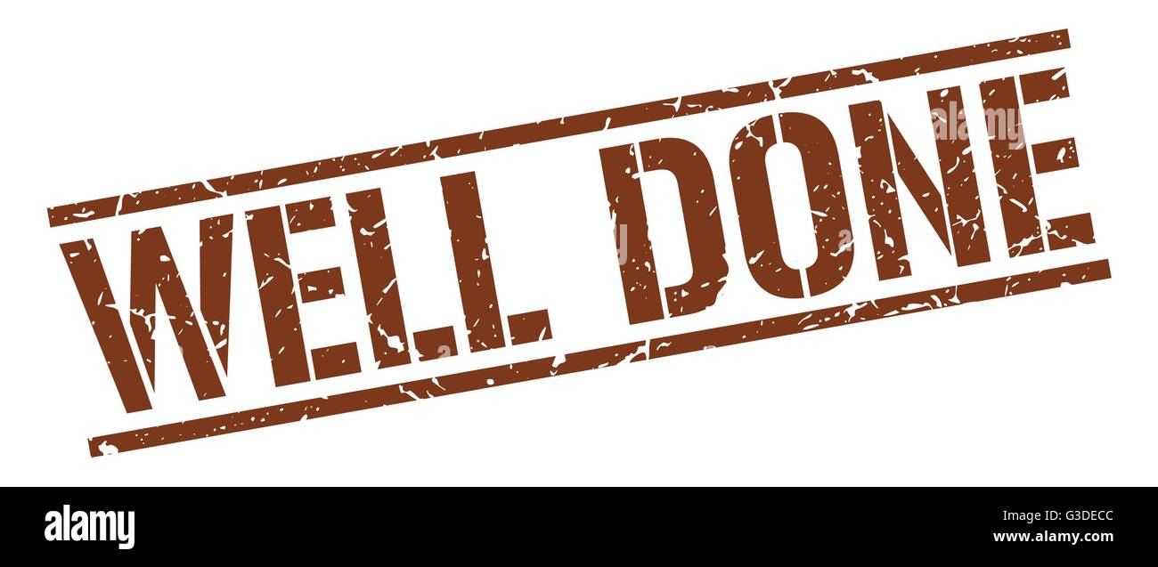 well done brown grunge square vintage rubber stamp Stock Vector Image ...