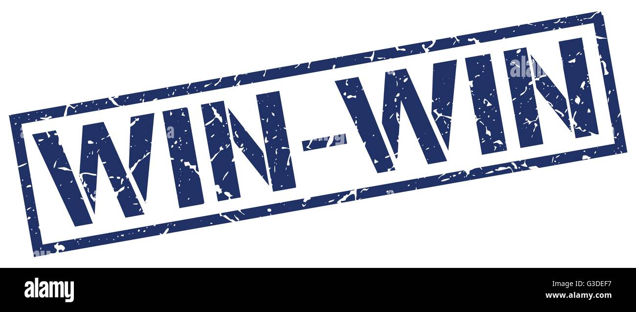 win-win blue grunge square vintage rubber stamp Stock Vector Image ...