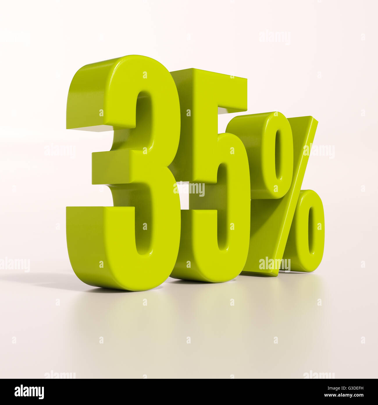 3d render: green 35 percent, percentage discount sign on white, 35 ...