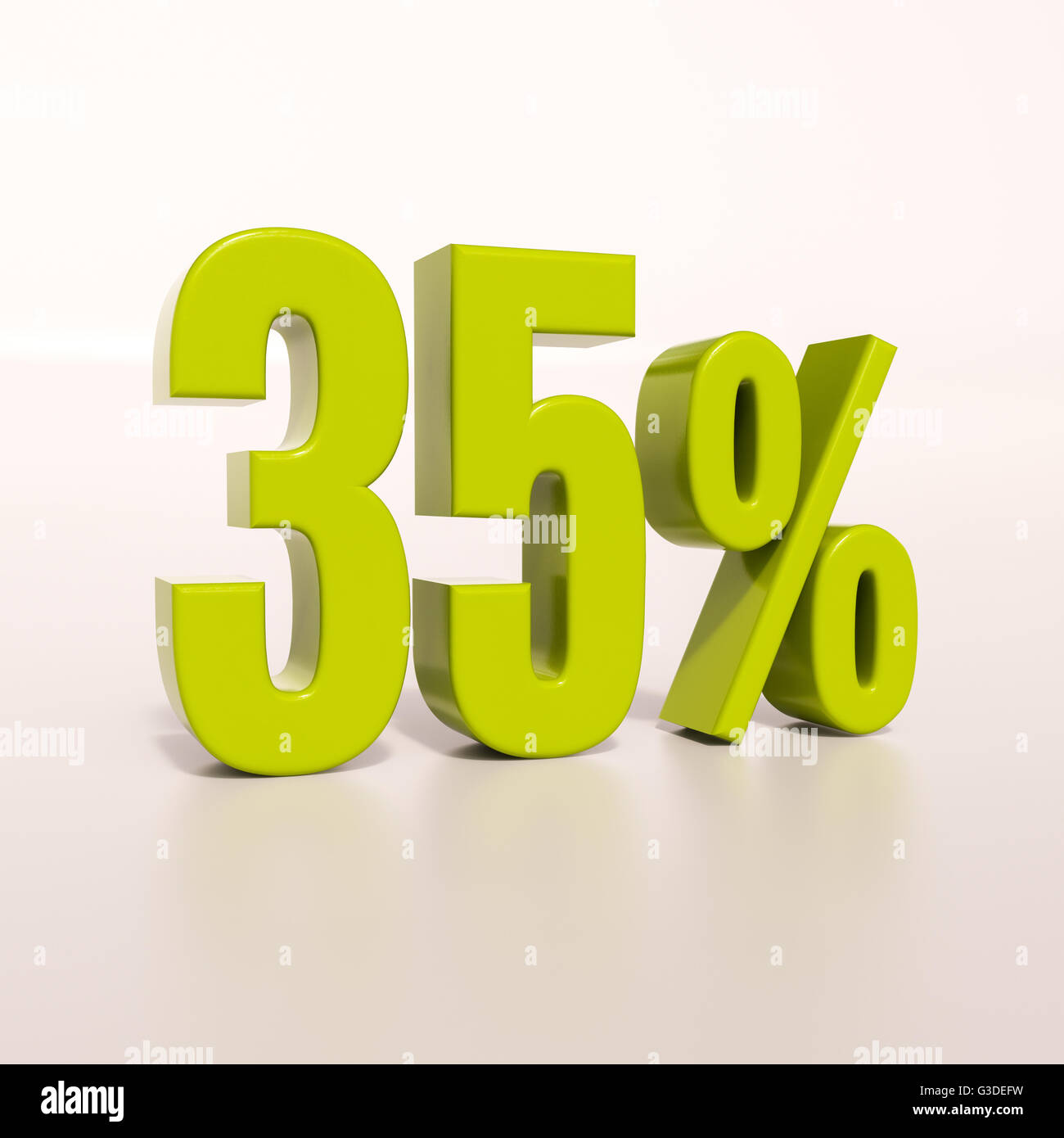 3d render: green 35 percent, percentage discount sign on white, 35 ...