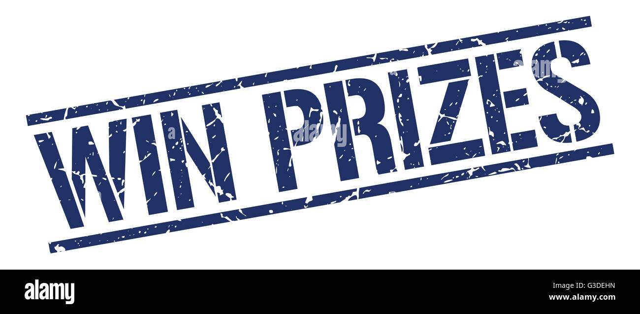 win prizes blue grunge square vintage rubber stamp Stock Vector Image ...
