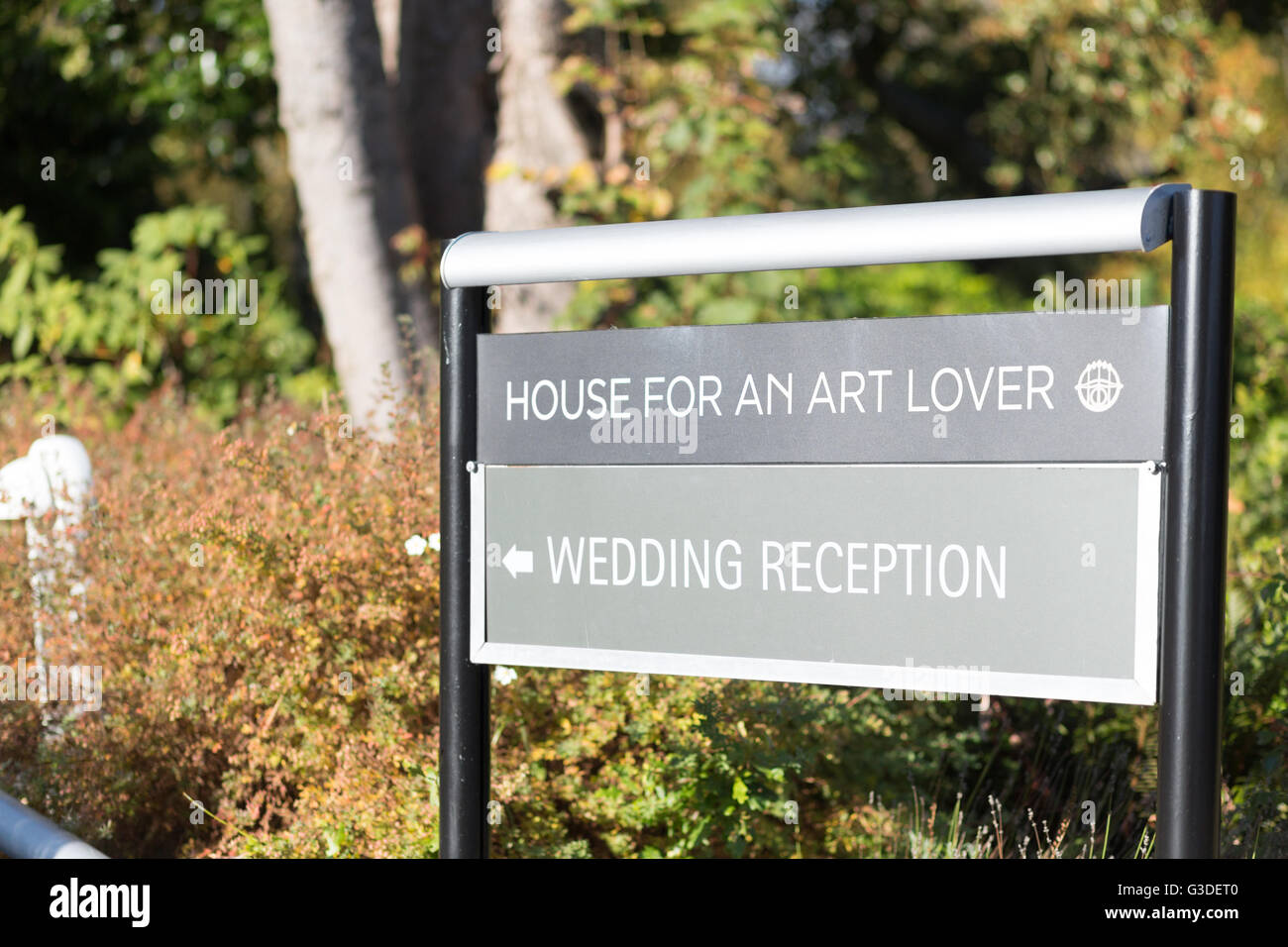 House for an Art Lover entrance sign, Glasgow, Scotland, UK Stock Photo ...