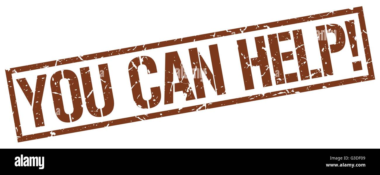 you can help brown grunge square vintage rubber stamp Stock Vector ...