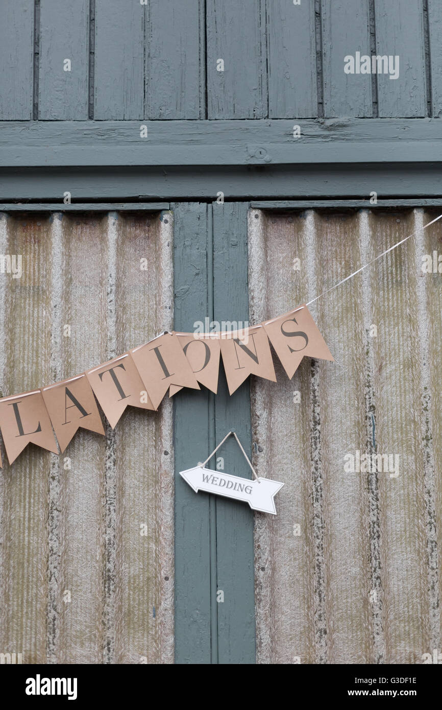 Flag bunting sign with celebration written on it Stock Photo - Alamy
