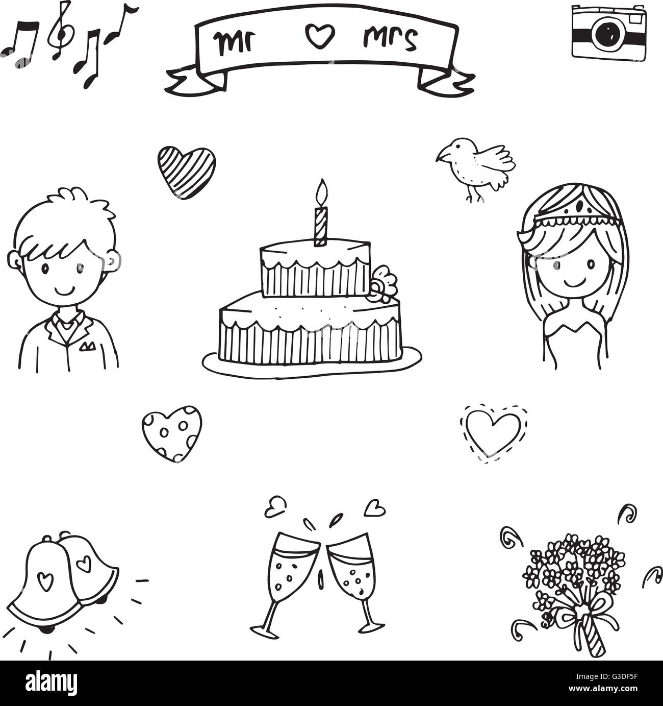 Sweet wedding doodle vector art Stock Vector Image & Art - Alamy