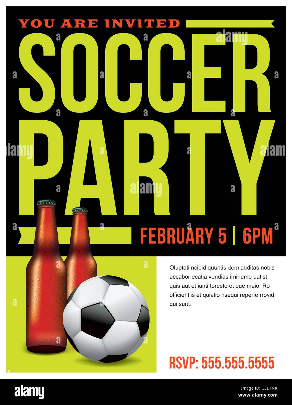 A soccer party flyer invitation template. Vector EPS 10 available Stock ...