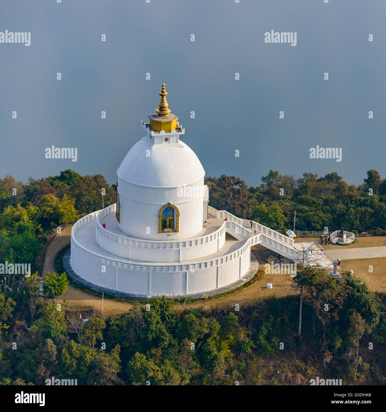 Aerial view of the World Peace Pagoda in Pokhara, Nepal Stock Photo - Alamy