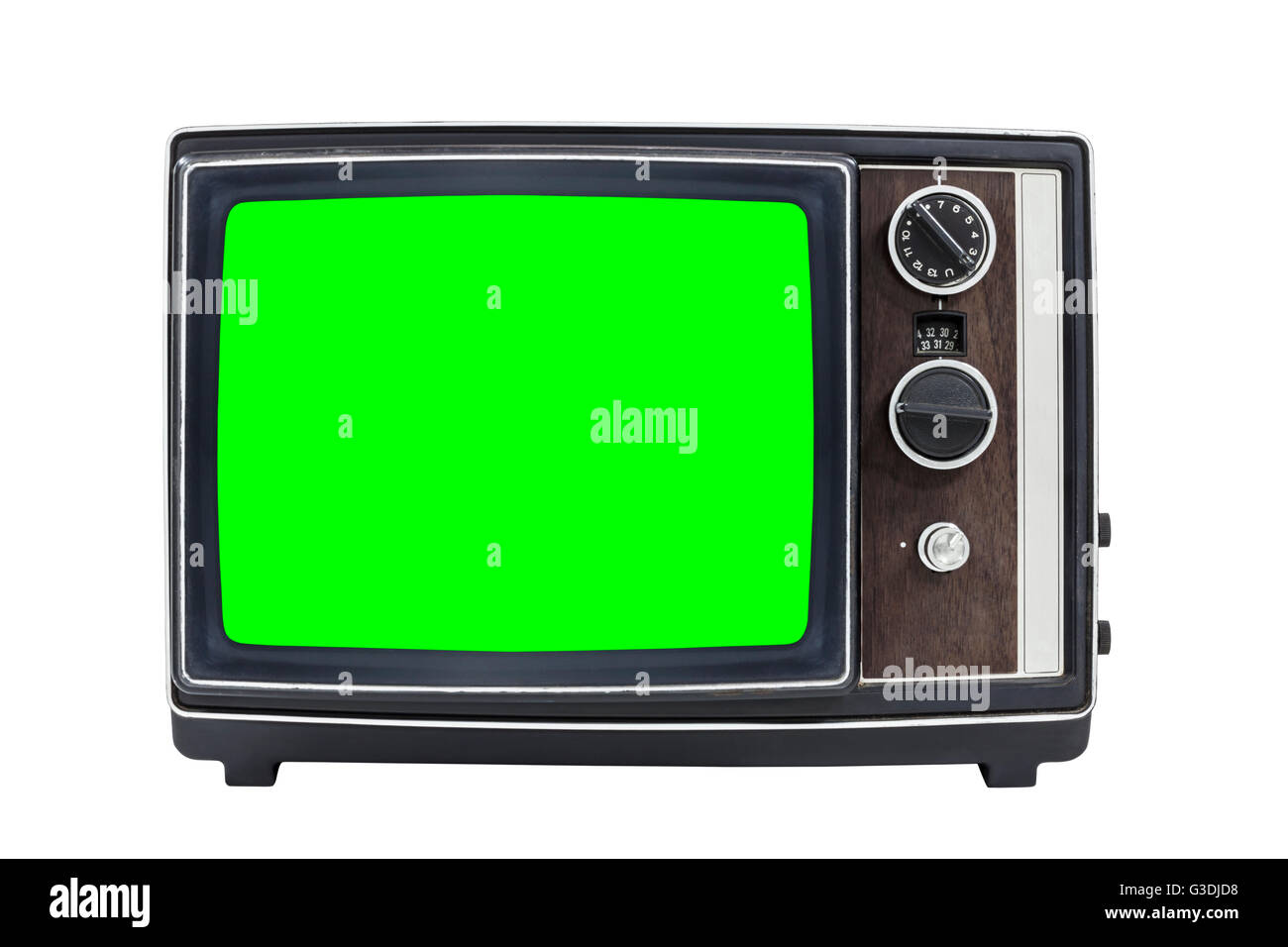 Small vintage portable television with chroma green screen Stock Photo ...