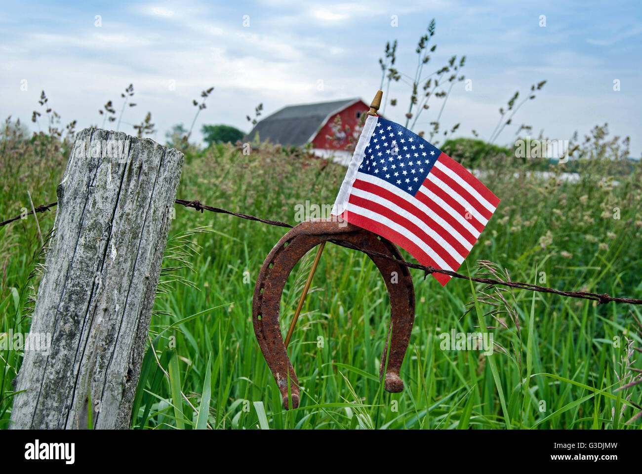American flag on barn in hi-res stock photography and images - Alamy