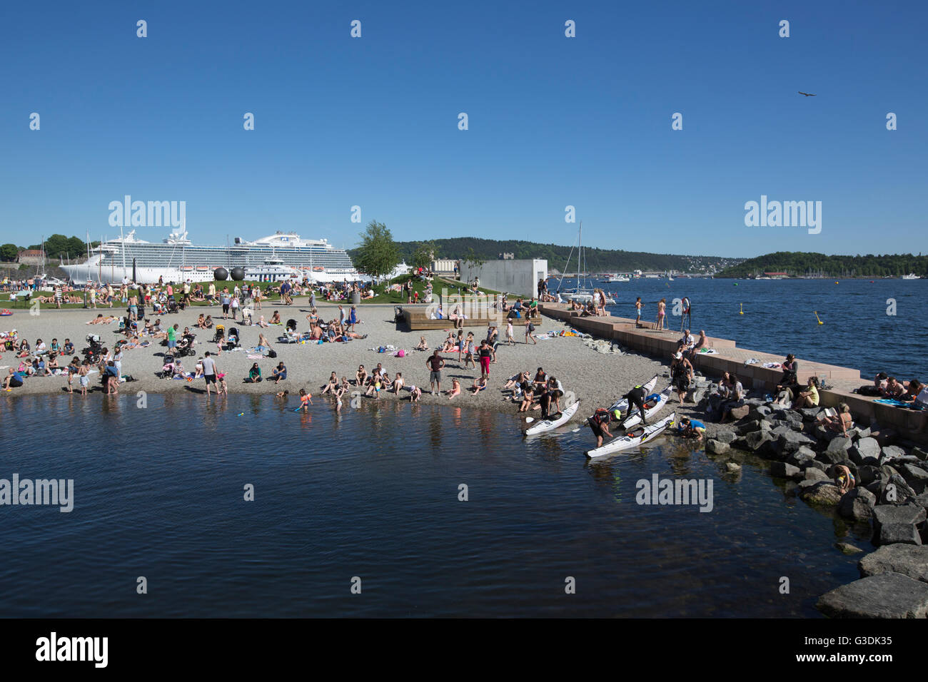 Oslo, Aker Brygge and Tjuvholmen, located on the shores of Oslo Fjord ...